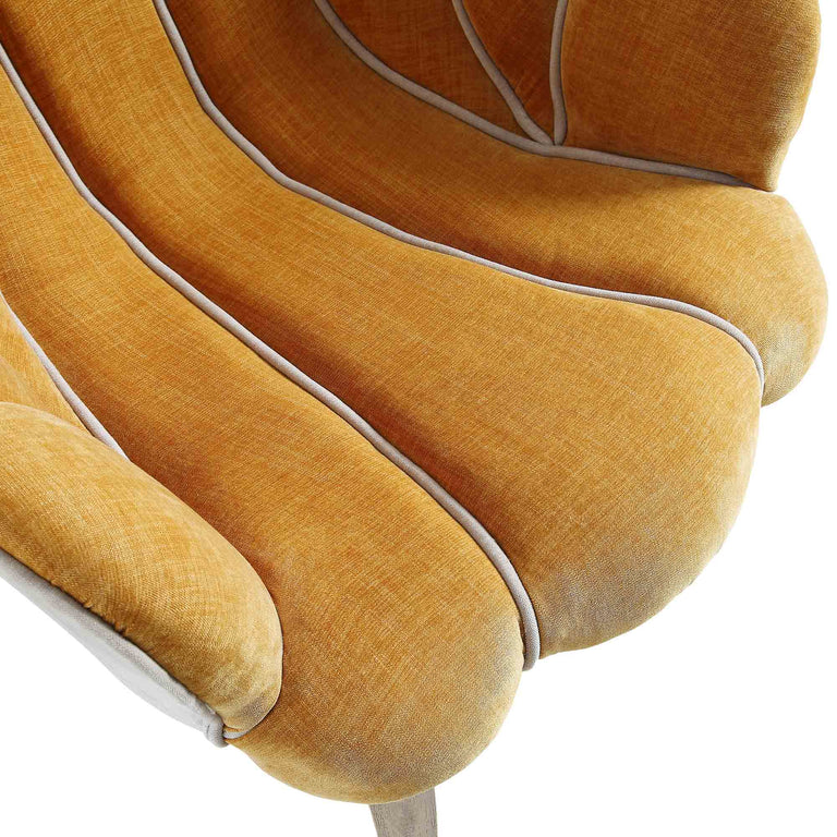 Barnard Scalloped Clam Chair, Mustard Chenille | daals.com