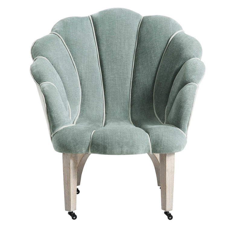 Barnard Scalloped Clam Chair, Sage Green Chenille | daals.com