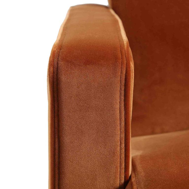 Brompton Sculptural Armchair, Rust Velvet | daals.com
