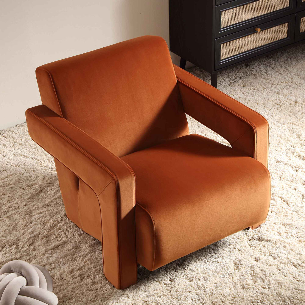Brompton Sculptural Armchair, Rust Velvet | daals.com