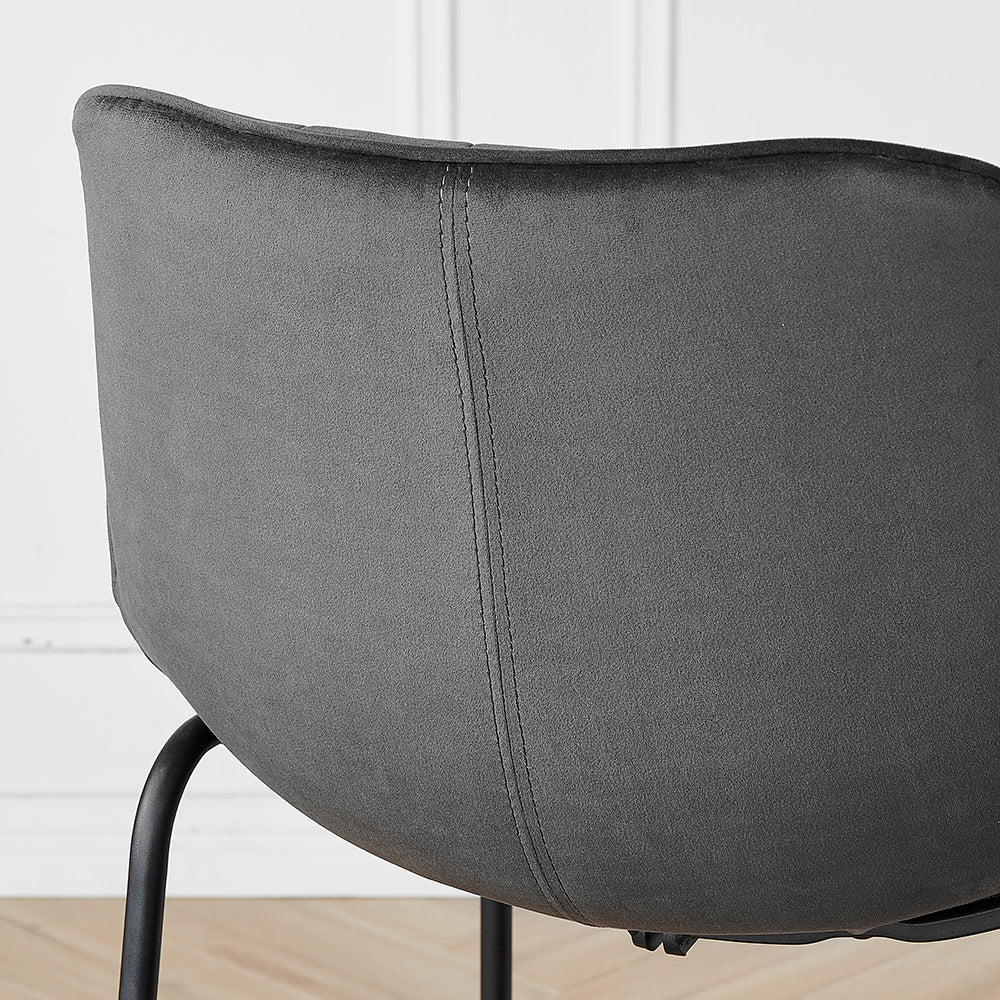 Sutton Set of 2 Fluted Back Bar Stools (Gray Velvet) | daals.com