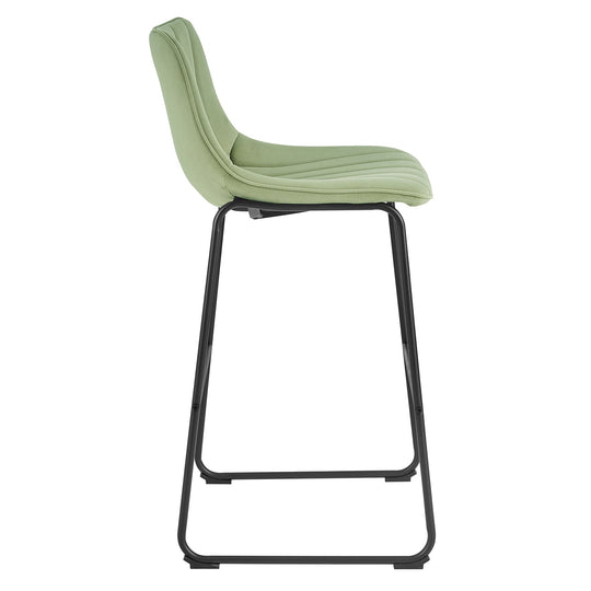 Sutton Set of 2 Fluted Back Bar Stools (Sage Green Velvet) | daals.com