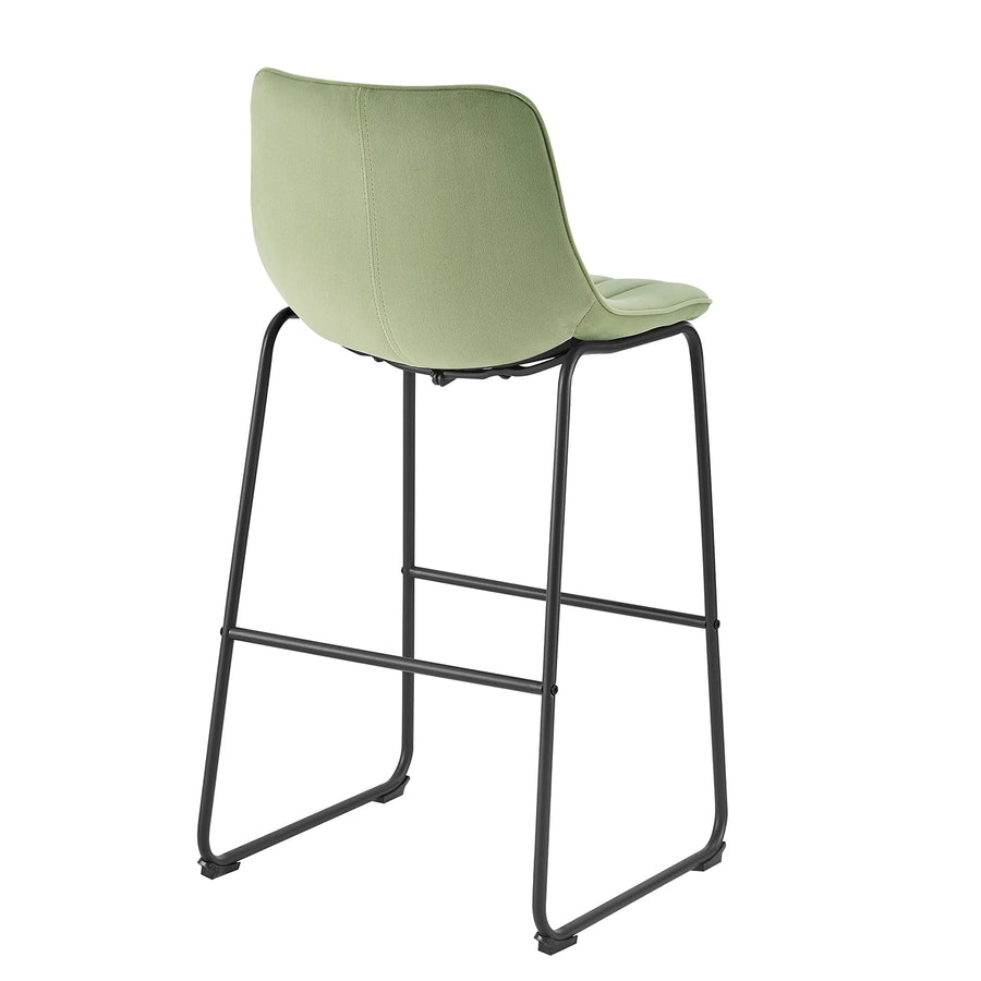 Sutton Set of 2 Fluted Back Bar Stools (Sage Green Velvet) | daals.com