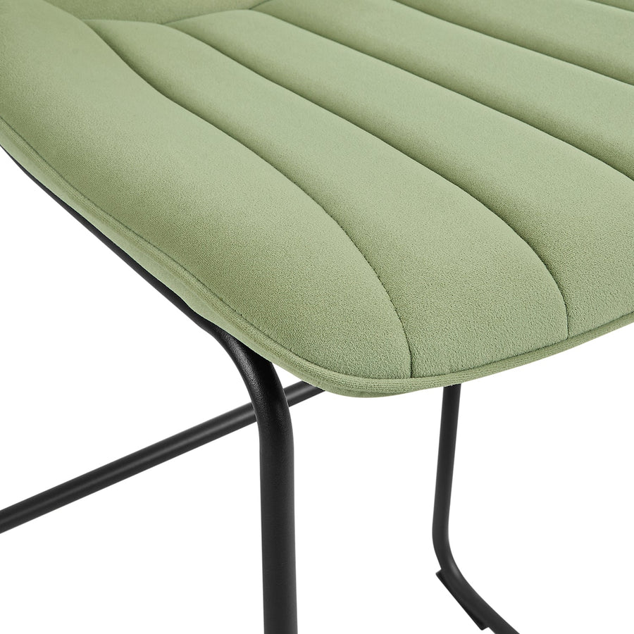 Sutton Set of 2 Fluted Back Bar Stools (Sage Green Velvet) | daals.com