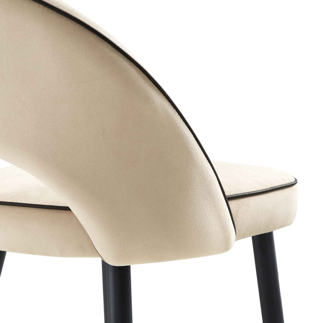 Oakley Set of 2 Champagne Velvet Upholstered Counter Stools with Contr ...