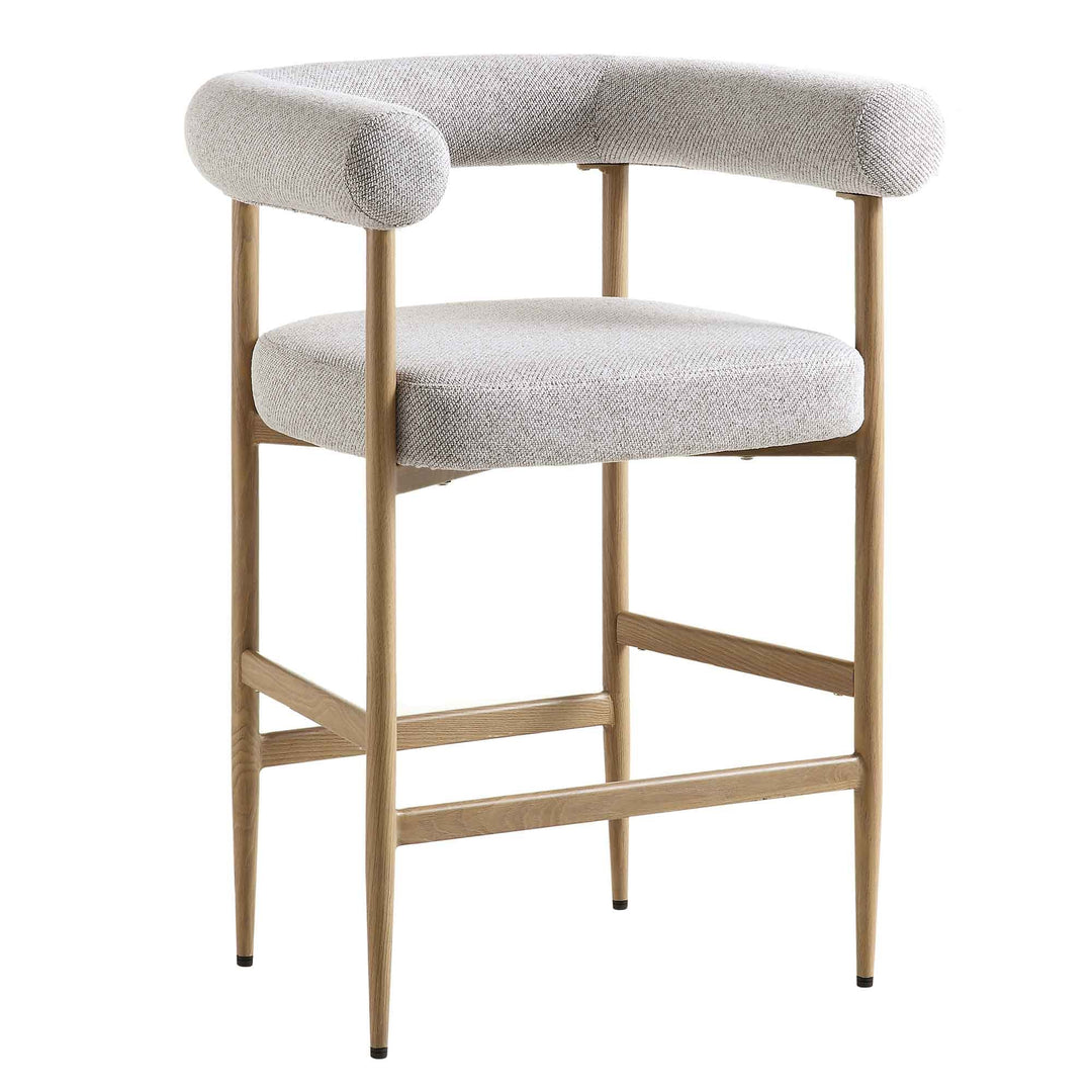 Fulbourn Beige Woven Counter Stool with Natural Wood Effect Legs ...