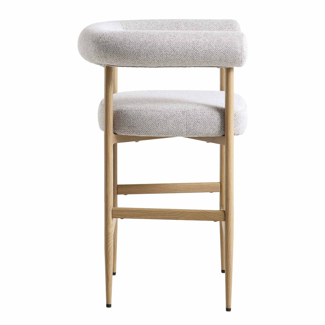 Fulbourn Beige Woven Counter Stool with Natural Wood Effect Legs ...