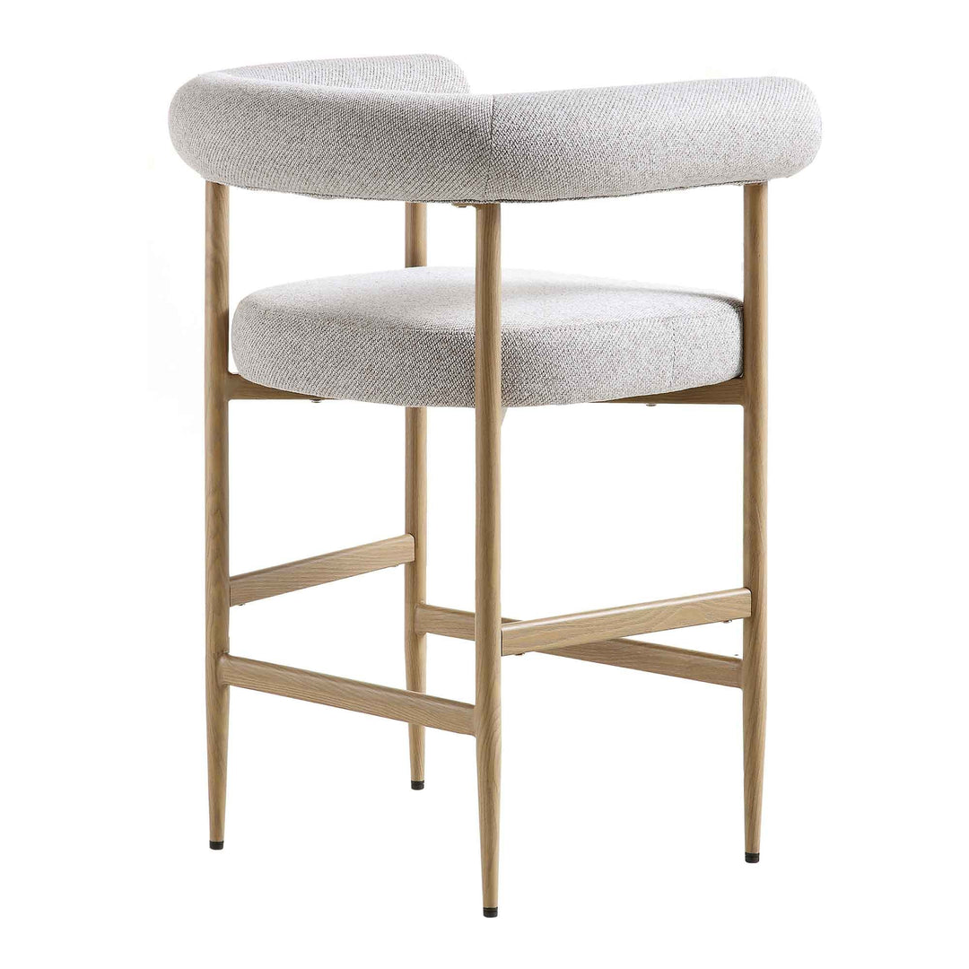 Fulbourn Beige Woven Counter Stool with Natural Wood Effect Legs ...