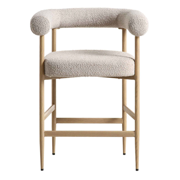 Fulbourn Taupe Boucle Counter Stool with Natural Wood Effect Legs ...