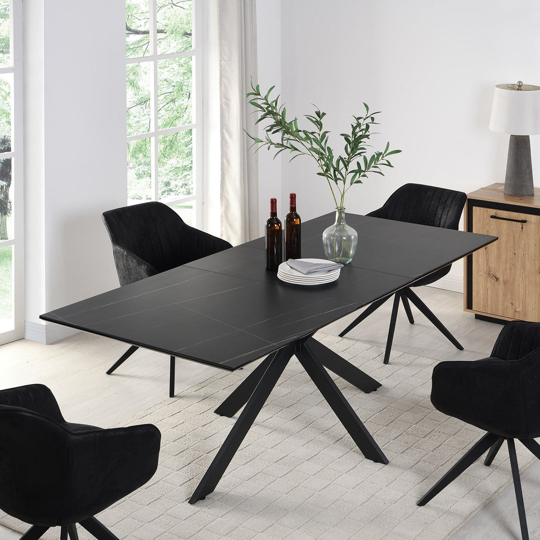 Varden Black Ceramic Extending Dining Table | daals.com