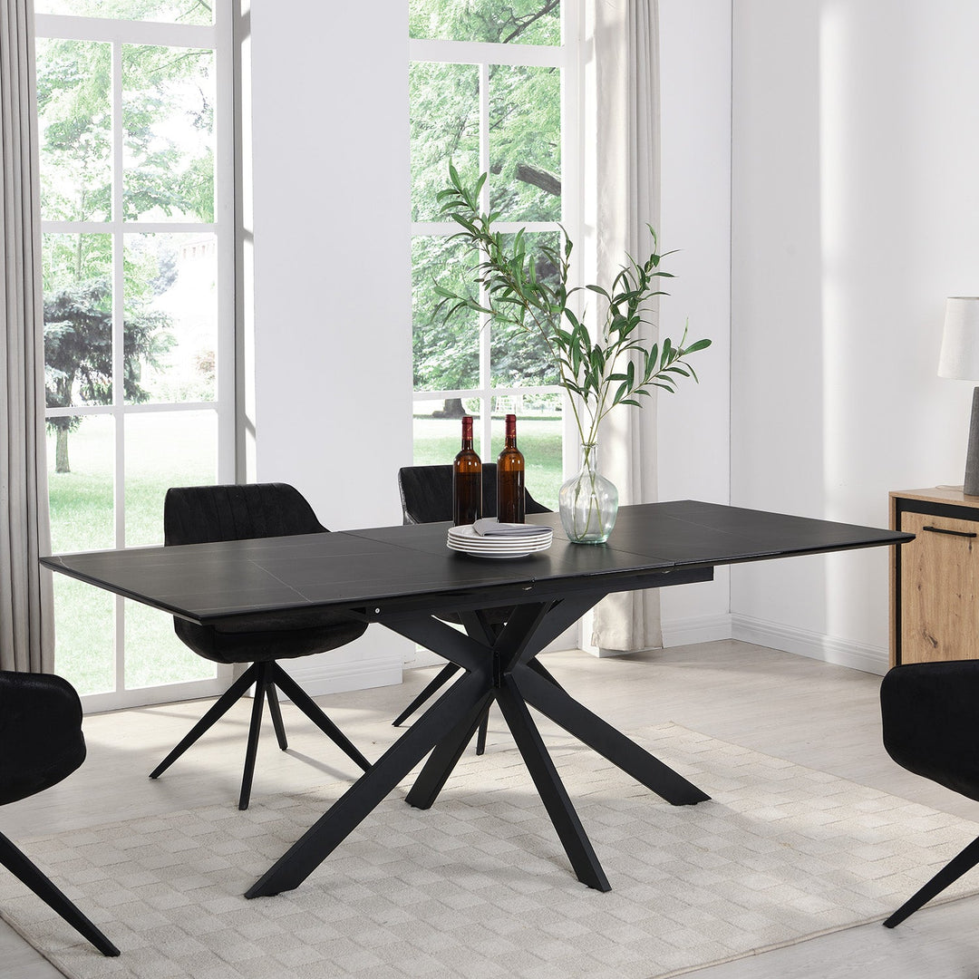 Varden Black Ceramic Extending Dining Table | daals.com