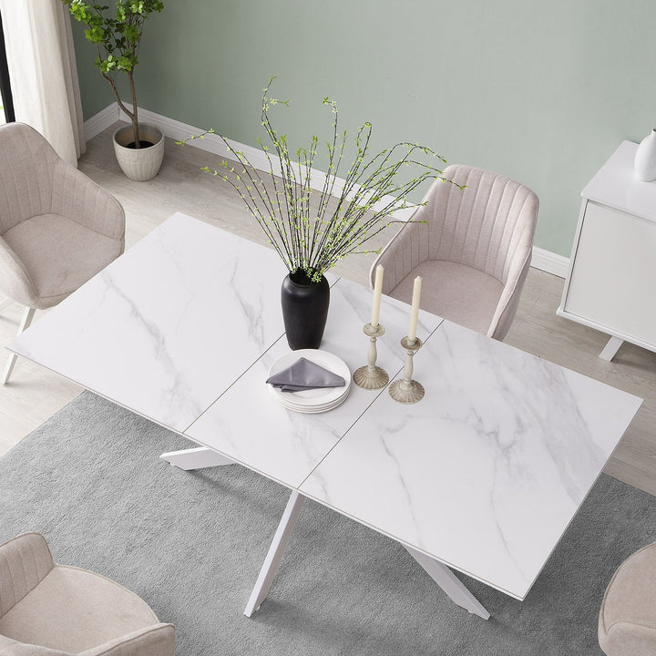 Varden White Ceramic Extending Dining Table | daals.com