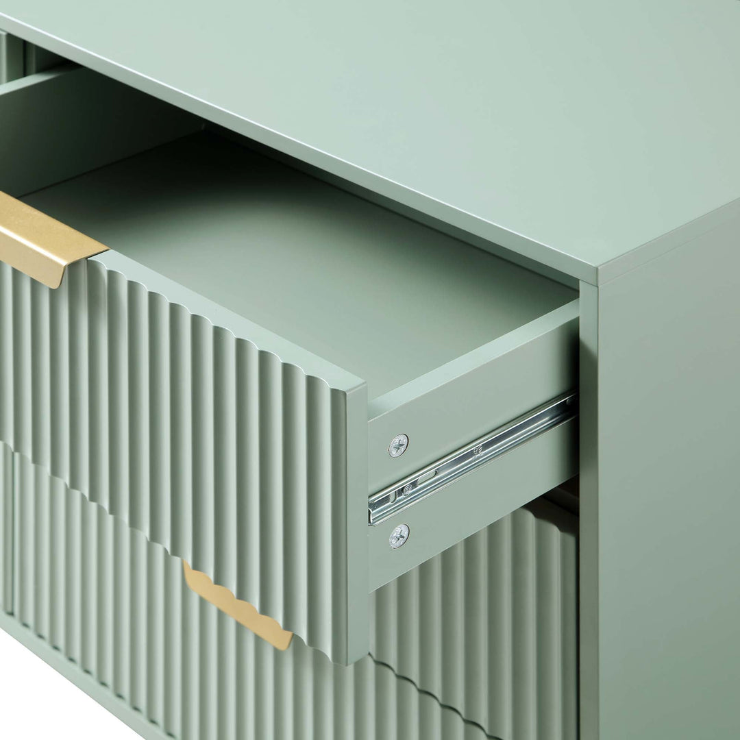 Richmond Ridged Wide 6 Drawer Dresser, Matte Sage Green | daals.com