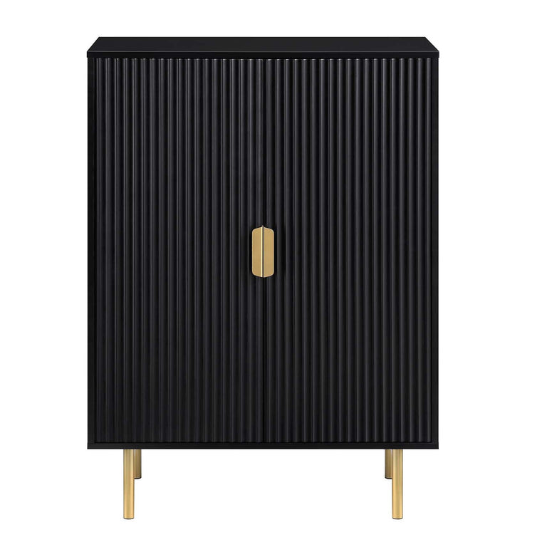 Richmond Ridged Highboard Storage Cabinet, Matte Black | daals.com