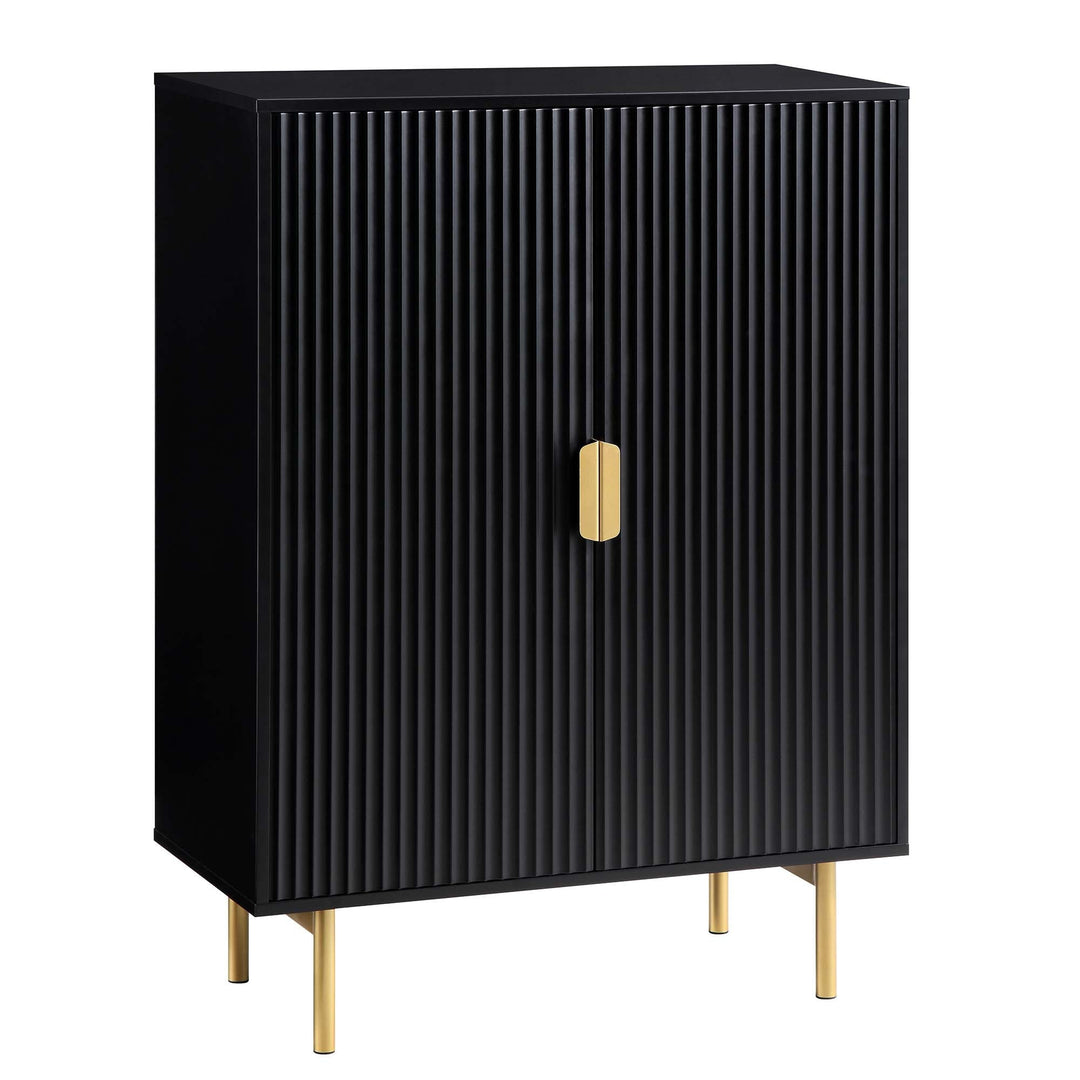 Richmond Ridged Highboard Storage Cabinet, Matte Black | daals.com