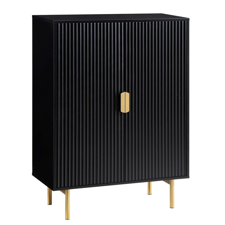 Richmond Ridged Highboard Storage Cabinet, Matte Black | daals.com