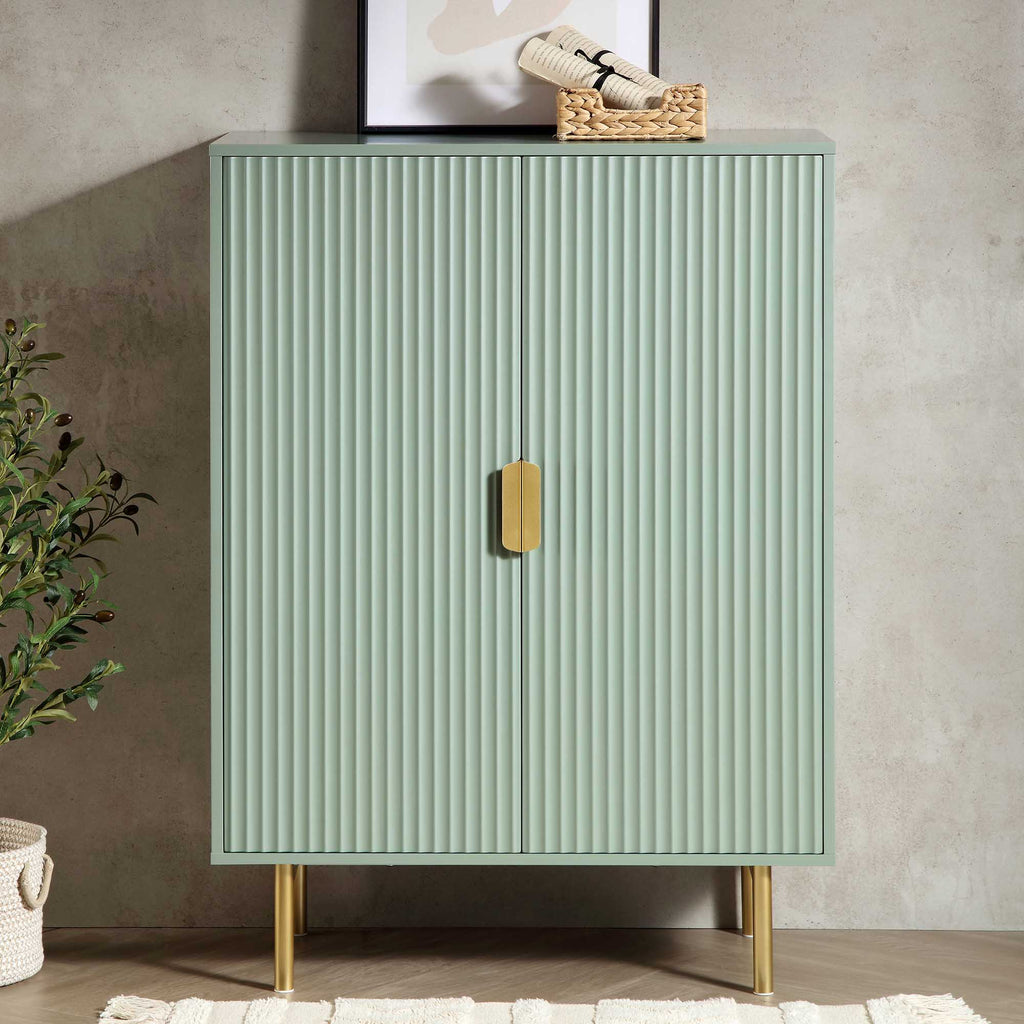 Richmond Ridged Highboard Storage Cabinet, Matte Sage Green | daals.com