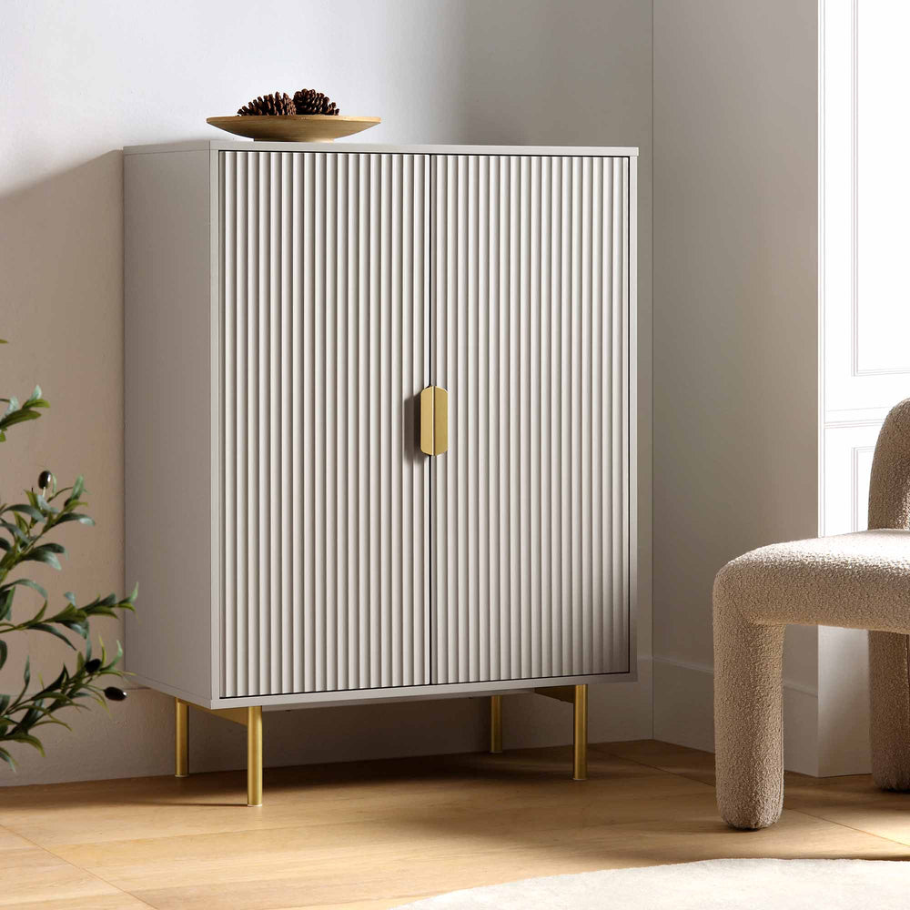 Richmond Ridged Highboard Storage Cabinet, Matte Taupe | daals.com