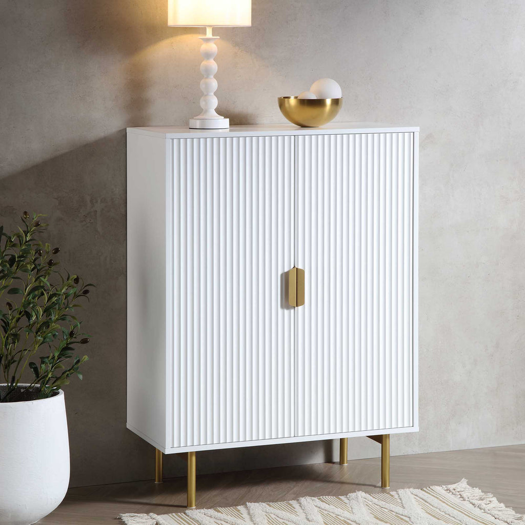 Richmond Ridged Highboard Storage Cabinet, Matte White | daals.com
