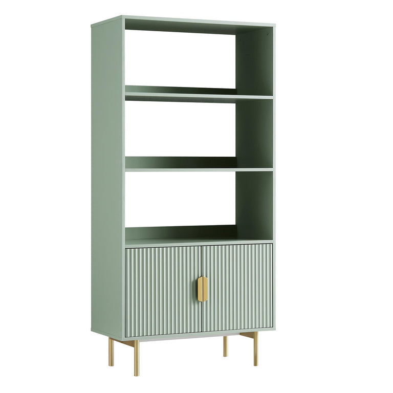 Richmond Ridged Tall Bookcase with Doors, Matte Sage Green | daals.com