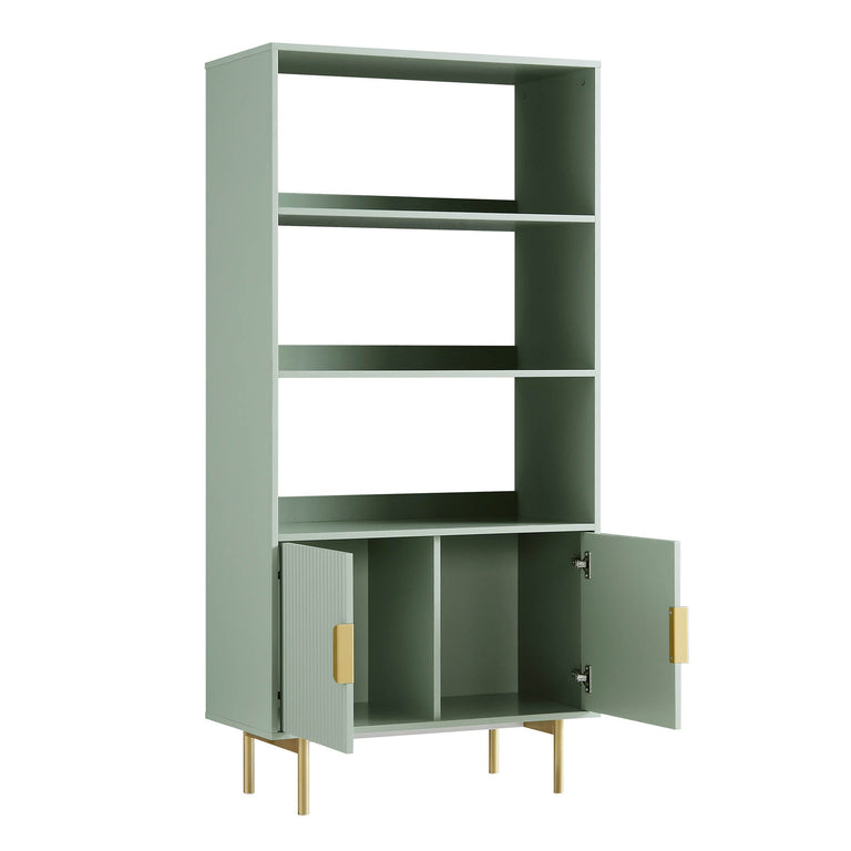 Richmond Ridged Tall Bookcase with Doors, Matte Sage Green | daals.com