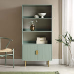 Richmond Ridged Tall Bookcase with Doors, Matte Sage Green | daals.com