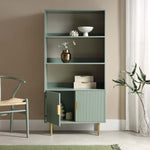 Richmond Ridged Tall Bookcase with Doors, Matte Sage Green | daals.com