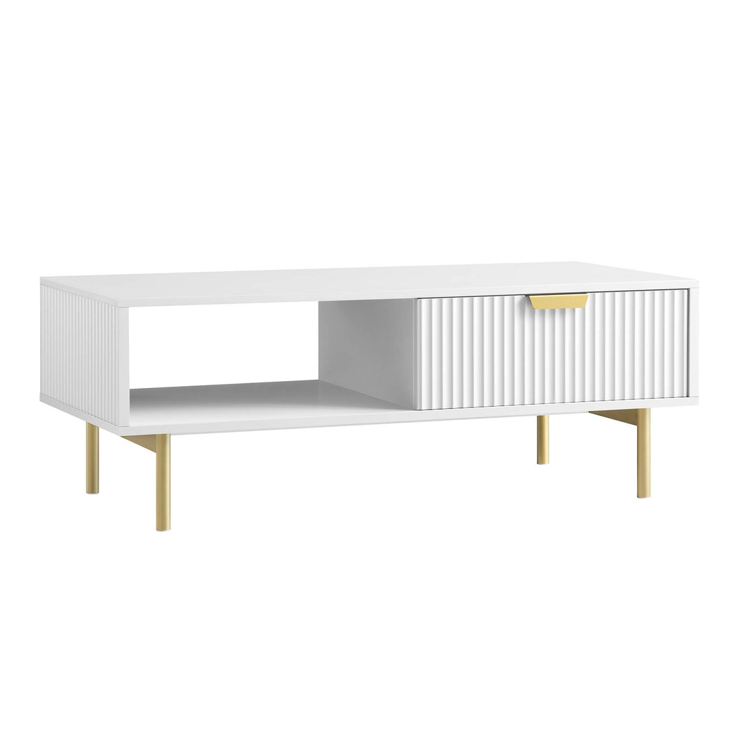Richmond Ridged Coffee Table with Drawer, Matte White | daals.com