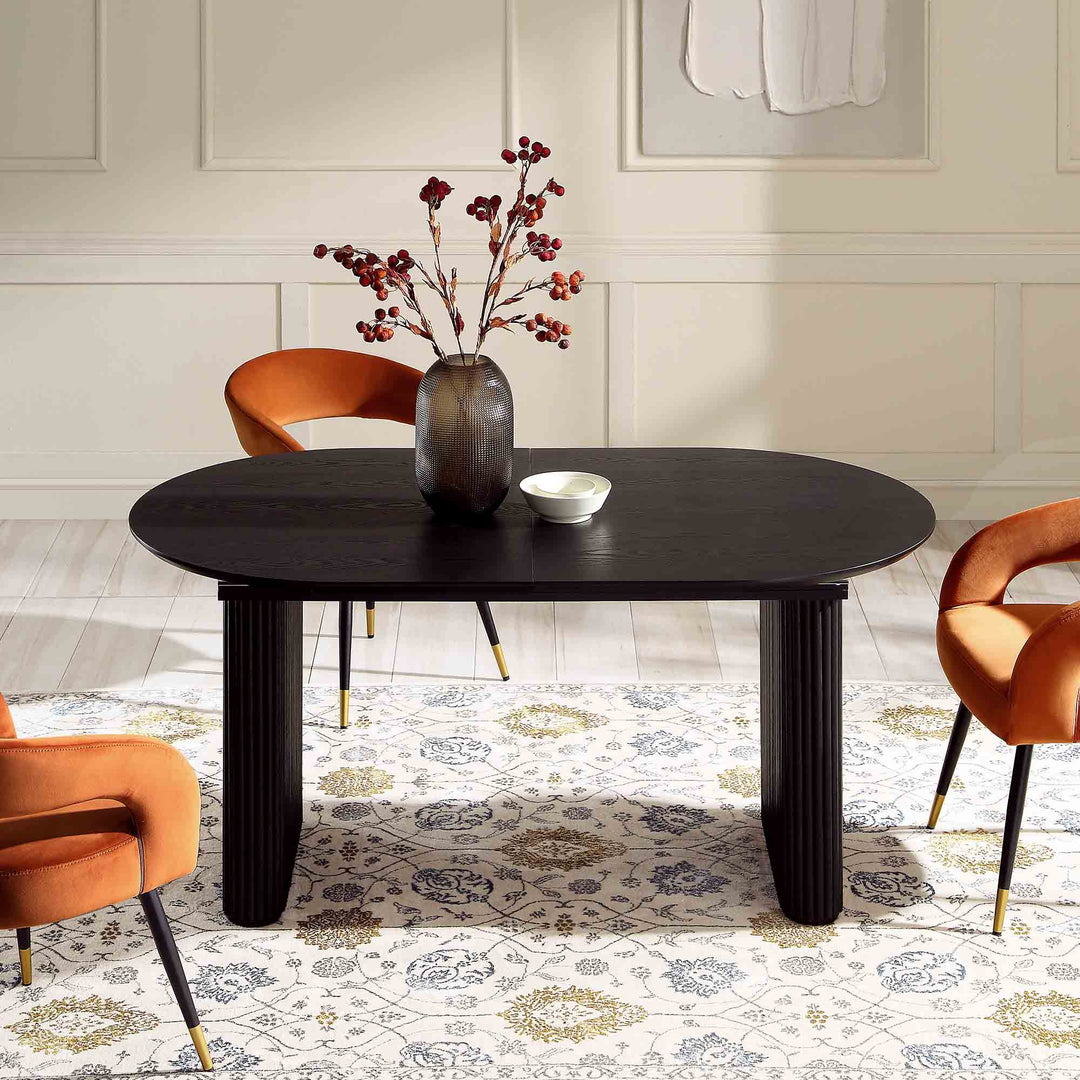 Maru Oval 6-8 Seater Extending Oak Pedestal Dining Table, Black | daals.com