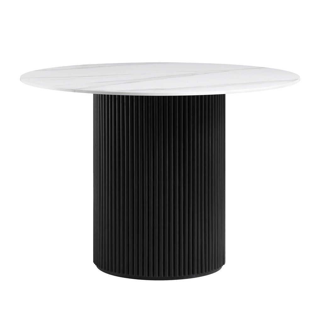 Maru Ceramic Top Black Pedestal Round Dining Table | daals.com