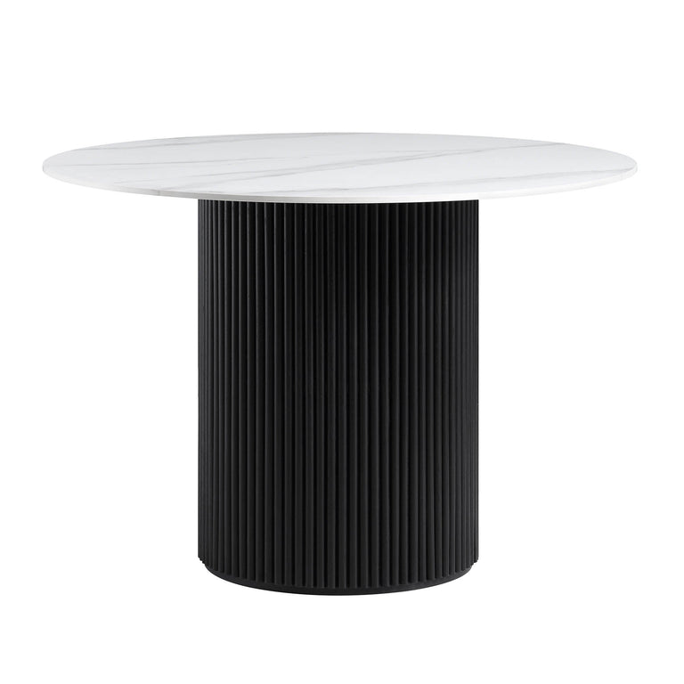 Maru Ceramic Top Black Pedestal Round Dining Table | daals.com