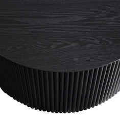 Maru Oak Round Coffee Table with Storage, Black | daals.com