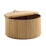 Maru Oak Round Coffee Table with Storage, Oak | daals.com