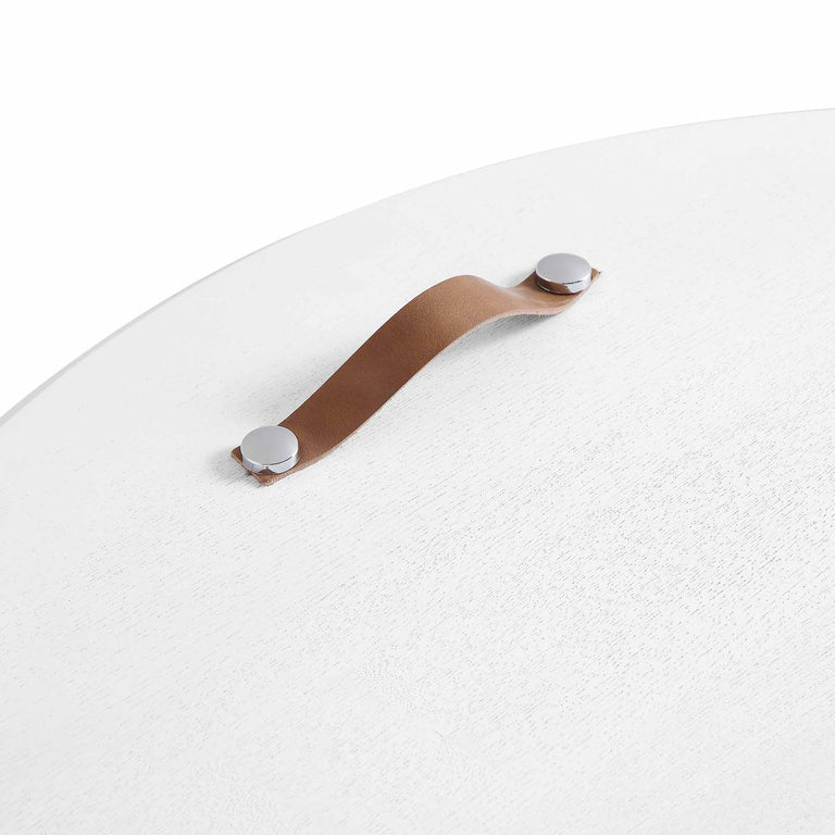 Maru Oak Round Coffee Table with Storage, Washed White | daals.com