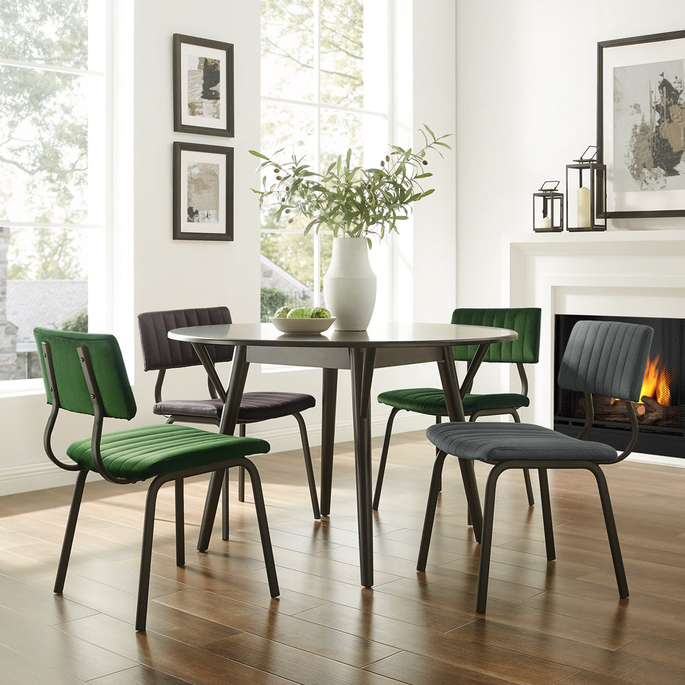 Charlecote Set of 2 Fluted Dining Chairs (Dark Green Velvet) | daals.com