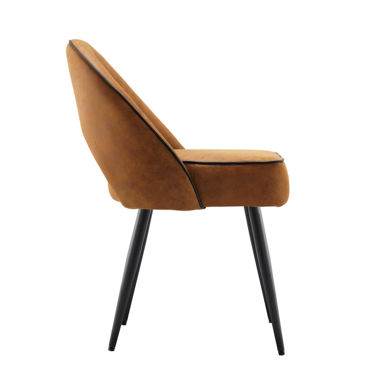 Oakley Set of 2 Cognac Vegan Leather Upholstered Dining Chairs with Pi ...