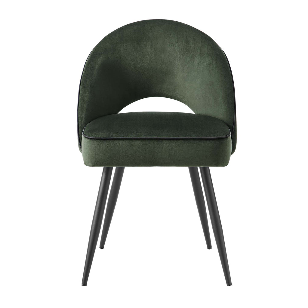 Oakley Set of 2 Dark Green Velvet Upholstered Dining Chairs with Contr ...
