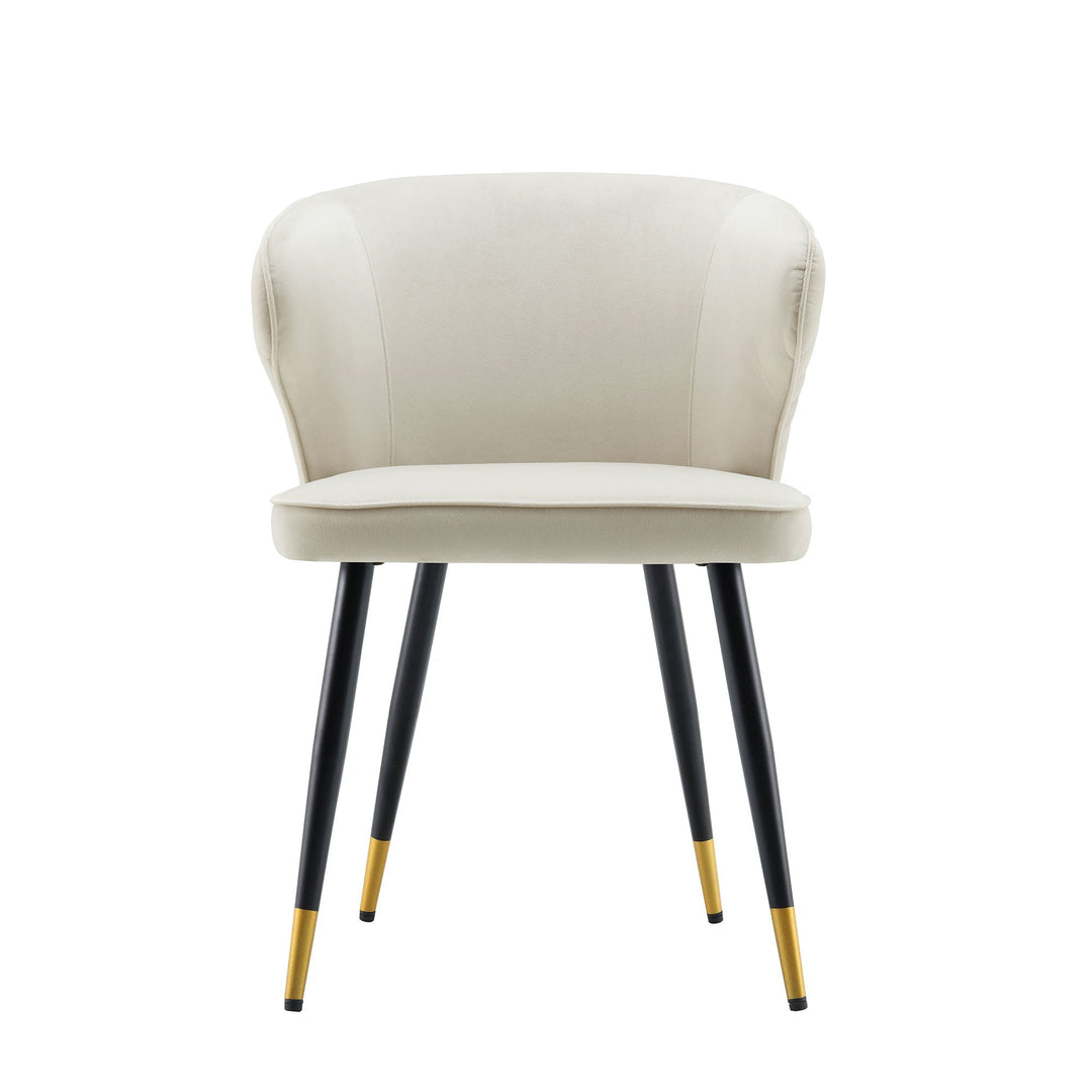 Langham Set of 2 Champagne Velvet Upholstered Carver Dining Chairs ...