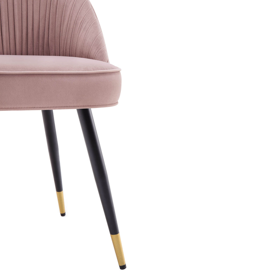 Miyae Set of 2 Pleated Pale Pink Velvet Upholstered Dining Chairs ...