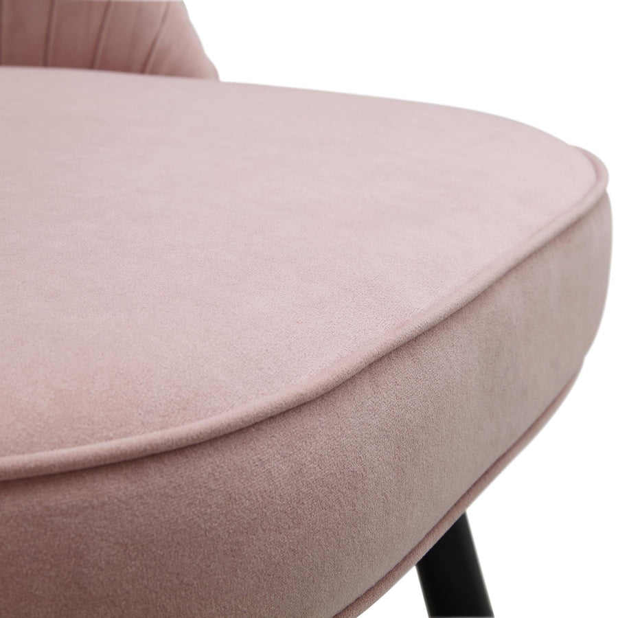Miyae Set of 2 Pleated Pale Pink Velvet Upholstered Dining Chairs ...