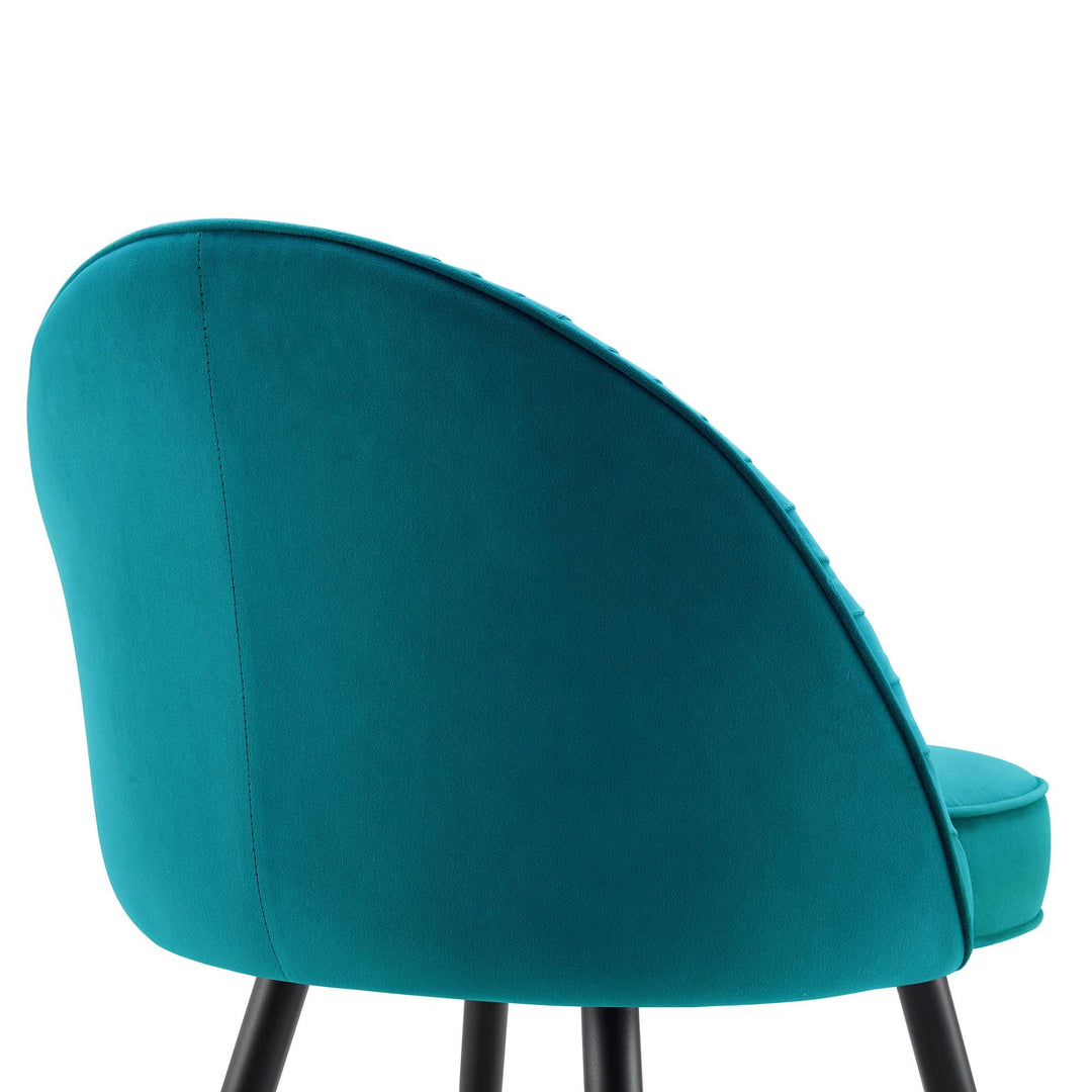 Miyae Set of 2 Pleated Teal Velvet Upholstered Dining Chairs | daals.com