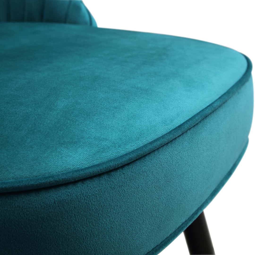Miyae Set of 2 Pleated Teal Velvet Upholstered Dining Chairs | daals.com