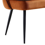 Oakley Orange Velvet Upholstered 3 Seater Dining Bench with Contrast P ...