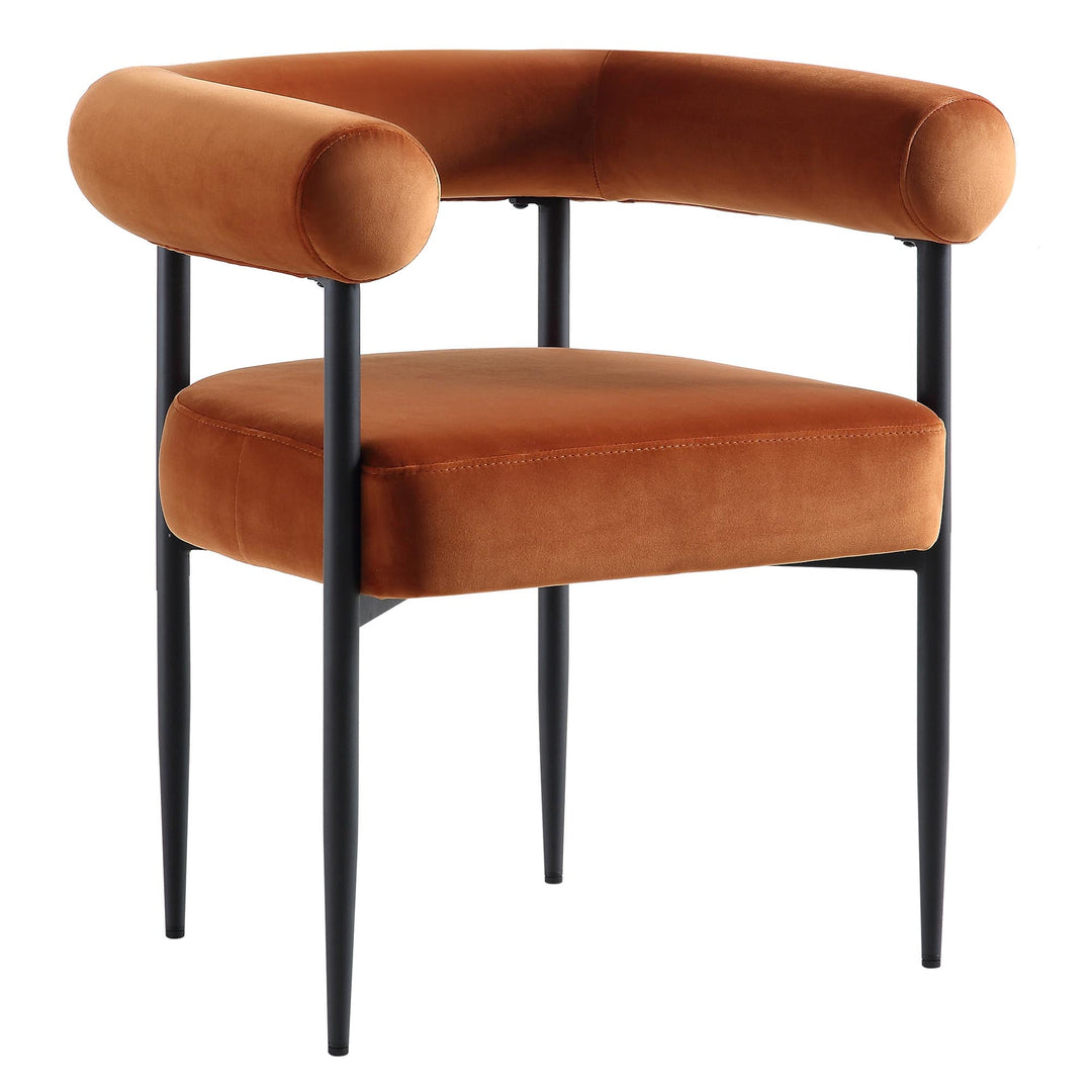 Fulbourn Rust Velvet Dining Chair with Black Legs | daals.com