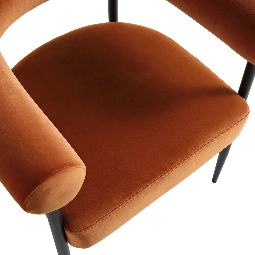 Fulbourn Rust Velvet Dining Chair with Black Legs | daals.com