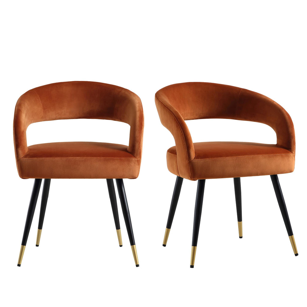 Laurel Wave Rust Velvet Set of 2 Dining Chairs | daals.com