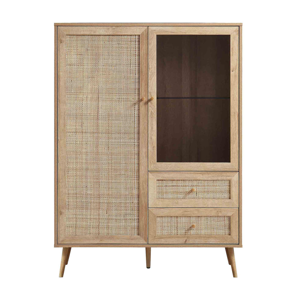 Frances Woven Rattan Display Cabinet, Natural | daals.com