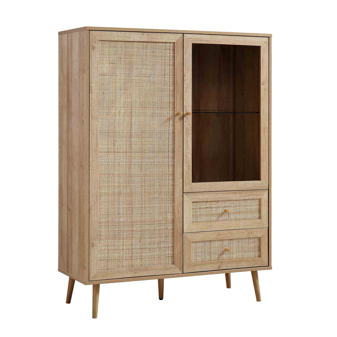 Frances Woven Rattan Display Cabinet, Natural | daals.com