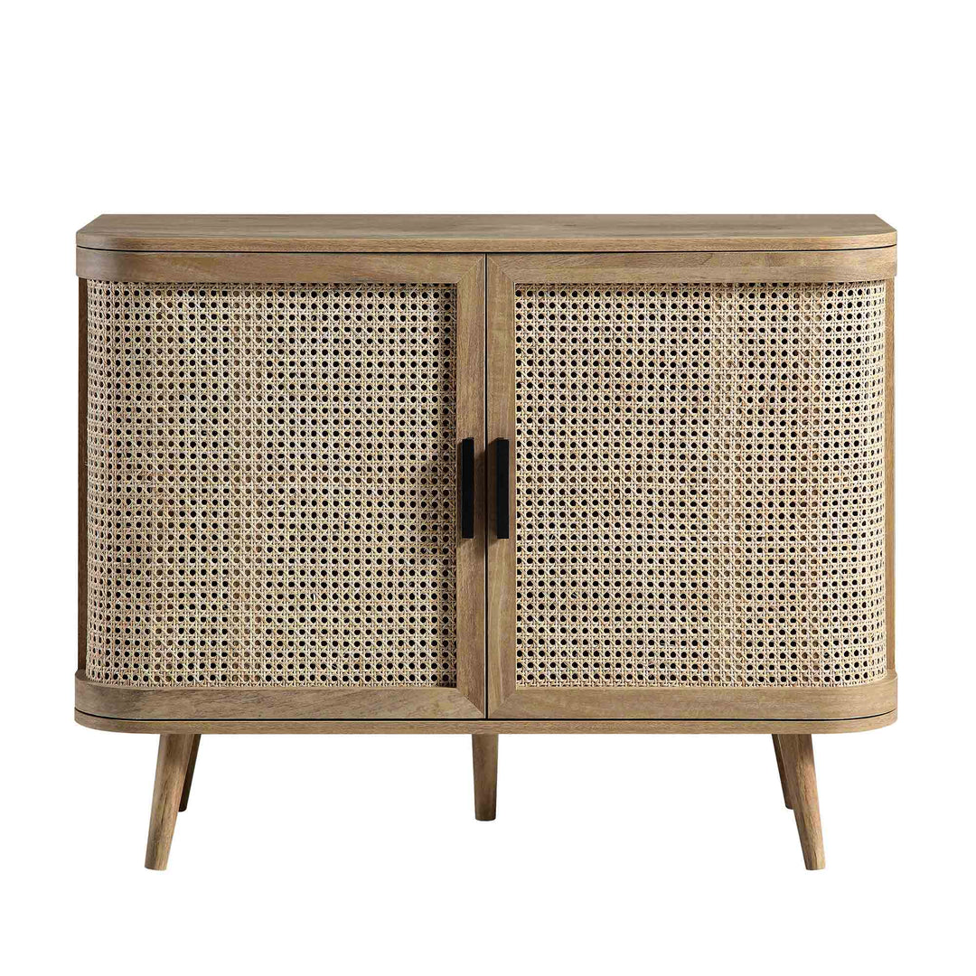 Izzy Curved Rattan 2-Door Small Sideboard, Natural | daals.com