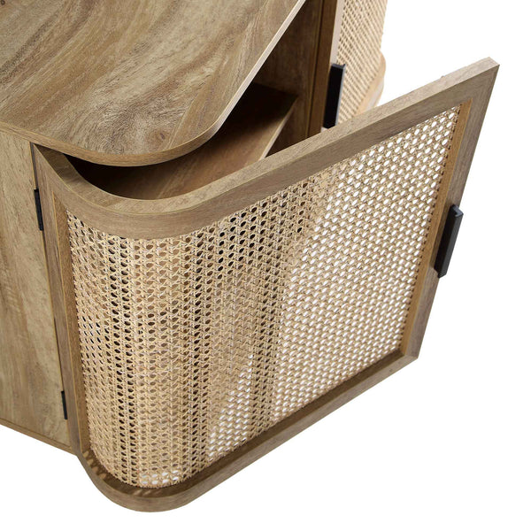 Izzy Curved Rattan 2-Door Small Sideboard, Natural | daals.com